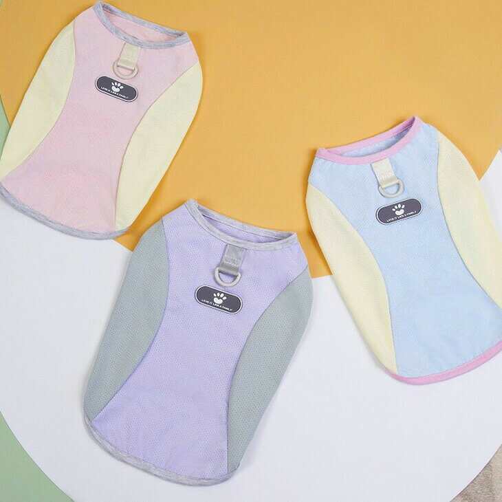 商品紹介ふんわりやさしいパステルカラーが可愛らしい、シンプルでおしゃれなドッグウェアです。軽量で通気性に優れたメッシュ素材を使用しているため、春夏のお出かけやお散歩にぴったり。ワンちゃんの動きを妨げず、快適に過ごせます。背中にDカンが付いて...