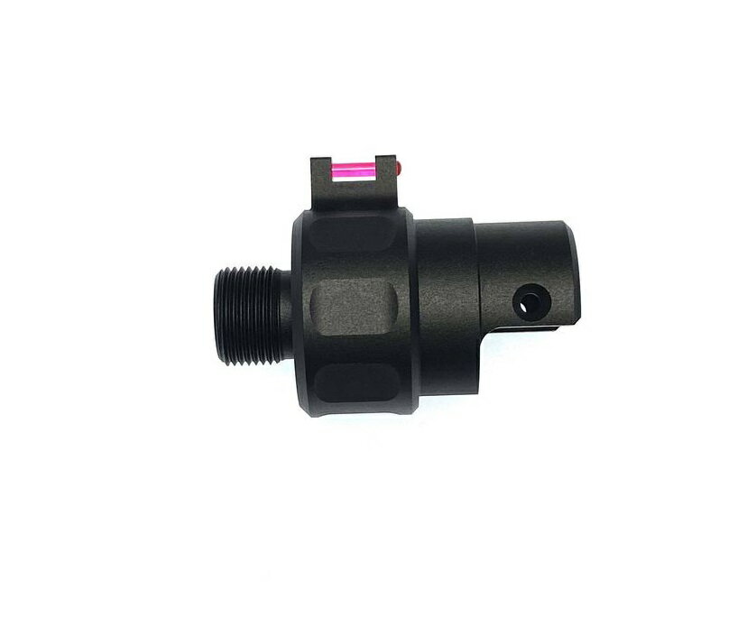 アクリル集光フロントサイト付きCNCアルミ製サイレンサーアダプターです。 アダプター先端は14mm逆ネジで各種サイレンサーやハイダー等が取り付け可能となります。 アダプター内径約8.6mm ※ノーマルのインナーバレルのままでも組み込み可能で...