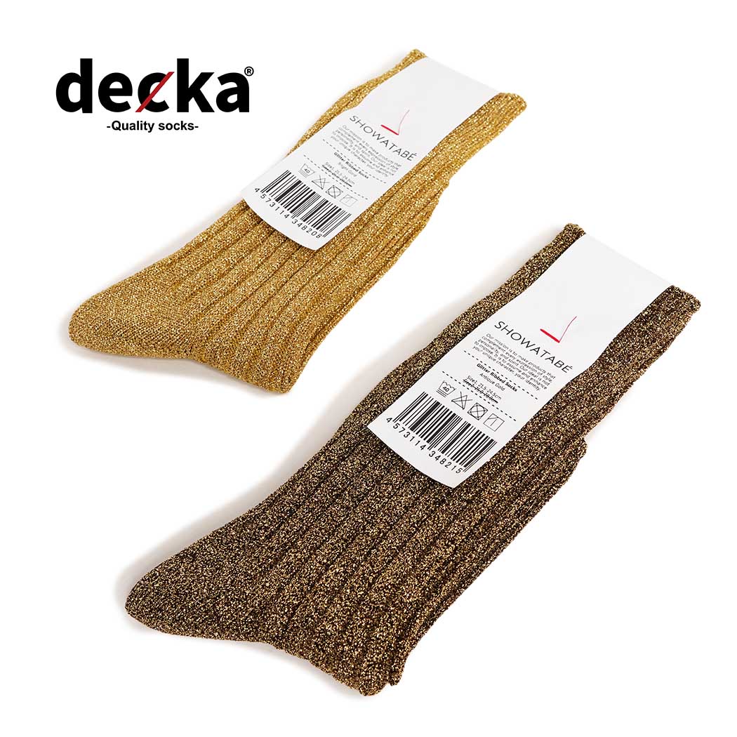 Brand decka Model SHOWATABE Glitter Ribbed Socks Color 3COLORS FABRIC ポリエステル 57％／ナイロン 42％／ポリウレタン 1％ Description of item ...