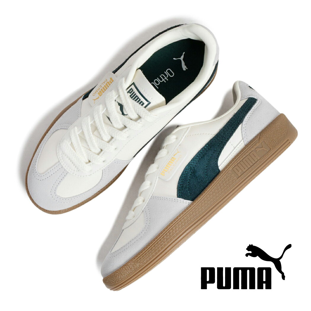 Brand PUMA Model PALERMO LTH Color WARM WHITE/GREEN TERRAIN FABRIC レザー Description of item 1980年代のテラススタイルを再現したクラシックスニーカー...