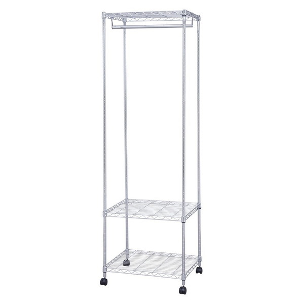 商品説明★ クロムメッキ仕上げのワードローブです。下段に棚板が付いていますので、バック等の収納に便利です。ほこりから衣類を守る別売カバーもあります。移動に便利なキャスター付きです。スペック* 原産国：中国* 材質：棚板・ポール・ハンガーパイ...