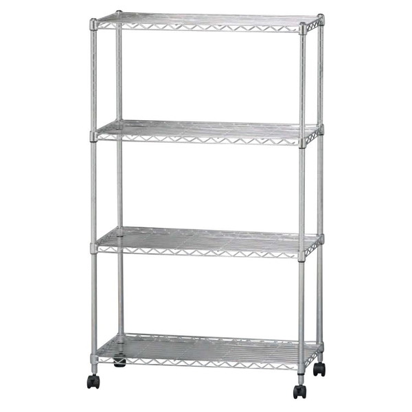 商品説明★ クロムメッキ仕上げのラックです。移動に便利なキャスター付きです。スペック* 原産国：中国* 材質：棚板・ポール：スチール(クロムメッキ)、固定部品：ABS樹脂、キャスター：ナイロン樹脂