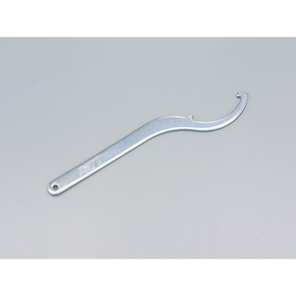 商品説明リアサスのイニシャル調整用ツール。1ピース構造により、車載の2ピースタイプに比べ力がかけやすく作業性が向上。●NSR250R等のリアショック調整に最適。●板厚:5.0mm。●対応リング径:約Φ80mm