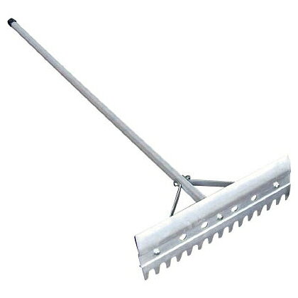 商品説明★ アルミ製の為とても軽いです。★ 滑り止めの溝入パイプ仕様です。★ 水抜き穴付です。★ 用途：グラウンドなどの整地作業に。スペック* 仕様:全長(mm):1500、先幅(mm):500、爪長さ(mm):175、質量(kg):1.3...