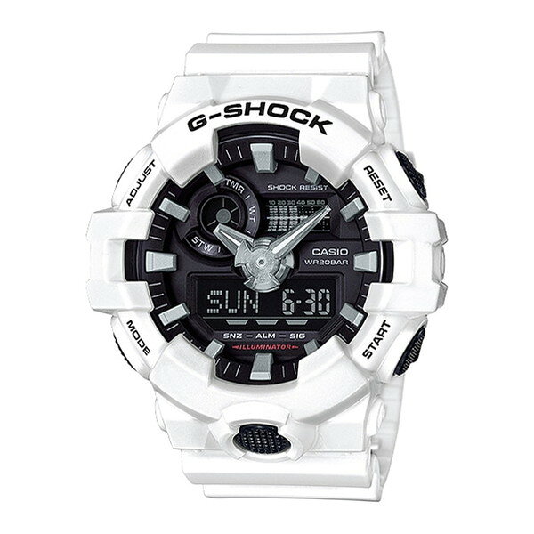 商品説明★ タフネスを追求し進化を続けるG-SHOCKの、アナログ/デジタルのコンビネーションモデルGA-700です。★ 独自の樹脂成形技術による立体的な時分針には、金属を削り出したような力強く厚みのあるボールドハンドを採用し、視認性を向上...
