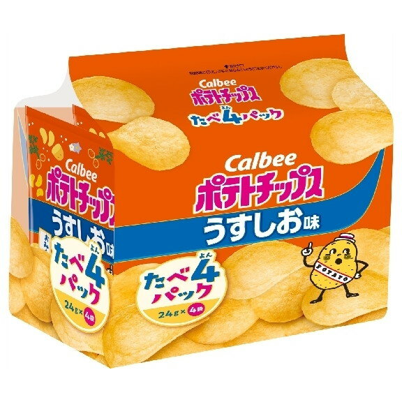 ご注文前にご確認ください※ 12時から14時の時間帯指定はできません。ご指定の場合は14時から16時にて手配いたします。商品説明★ 買い置きストックでも、袋でシェアでも、親子のおやつがもっと楽しく!ポテトチップスうすしお味の24g小袋を、4...