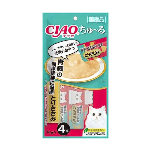 商品説明★ リン、ナトリウムを調整し、腎臓の健康維持に配慮したちゅ〜るです。ビタミンE強化、DHA・EPAを配合しました。一度与えたらやみつきになるおいしさです。 スペック* 原材料(成分): 鶏肉(ささみ)、鶏脂、ほたてエキス、酵母エキス...