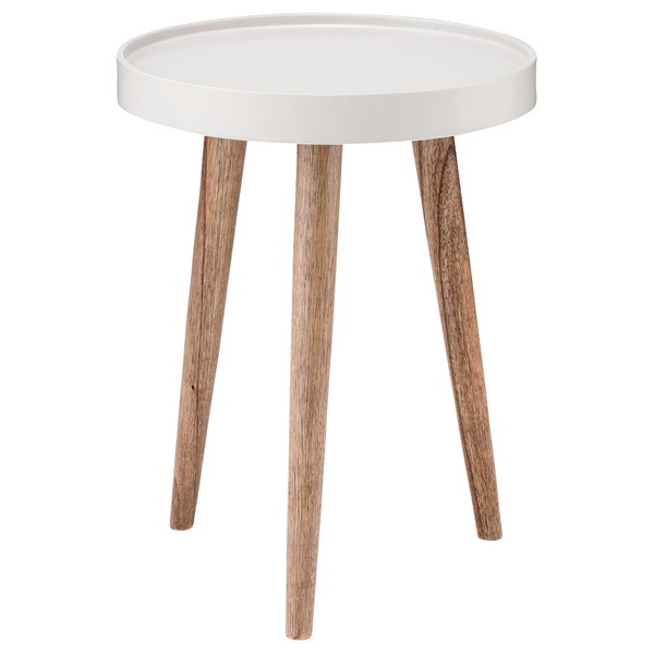 スペック* サイズ(cm)：W35×D35×H45* スペック：天板：繊維板 脚：天然木(ミンディ) ラッカー塗装* 組立：要組立* 組説：あり* 同封されている工具：六角レンチ* 耐荷重：20kg* 重量(kg)：2* 原産国：インドネシア