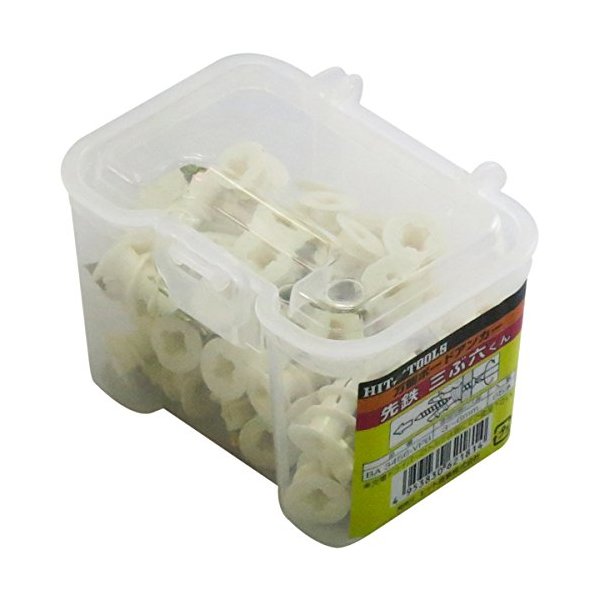 スペック* 長さ(mm): 25* 適合ビス径(mm): 3〜6* 引張最大荷重: 0.1kN/0.2kN(石こうボード厚み9.5mm/12.5mm)* 頭部径: 13mm* プラスチック樹脂* 原産国: 日本