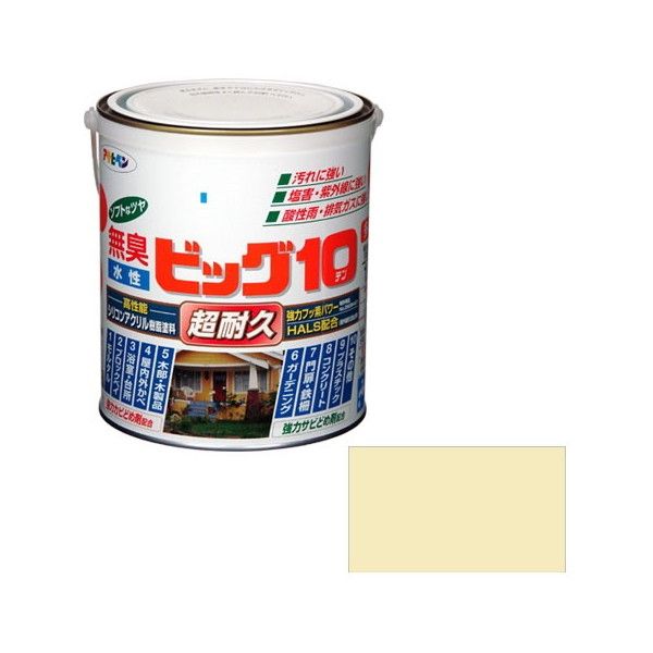 商品説明★ 特殊フッ素樹脂、反応硬化型シリコン変性アクリル樹脂、紫外線防止材(HALS)の相乗効果により、汚れにくく、耐久性に優れた高性能塗料 サビドメ剤・防カビ剤を配合していますので、長期間サビやカビの発生を防ぎます。 いやな臭いのしない...