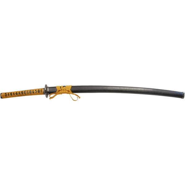 スペック* 全長:105cm/刃渡:73cm/柄長:25cm* 総重量:1180g/鞘払い:940g* 鞘:朴の木/柄:プラ製(黒鮫)/金具:合金/下緒:人絹 金茶糸/柄糸:人絹 金茶糸/緑・頭・目貫:龍の図/象嵌風龍鍔/黒石目塗鞘/樋入刀...