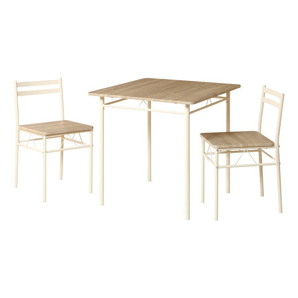商品説明★ シンプルデザインスチールと木目調の天板の組み合わせは、どんなお部屋でもコーディネートが容易です。★ ダイニングセットテーブルに対してチェア2脚が付属しています。スペック* サイズ：テーブル：W700×D700×H700mm、チェ...