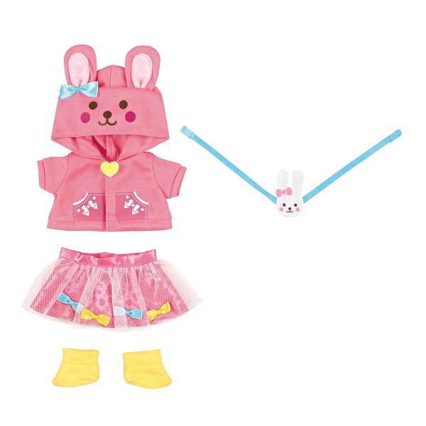 商品説明★ うさぎさんモチーフのかわいいピンクのパーカーです。スカートやくつした、バッグがついたきせかえセットです。スペック* セット内容:うさぎさんパーカー、スカート、くつした、バッグ* 対象年齢:3歳〜