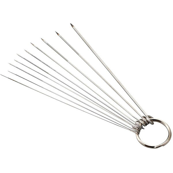 商品説明★ 線径0.4mm〜1.6mmまで10本揃った全長120~130mmのピンクリーナー。キャブレターなどの細い穴が多い部分の洗浄に最適! ★ 先端を尖らせているため、小さい穴にも入りやすく、かつ先端近くの側面ローレット加工により往復運...