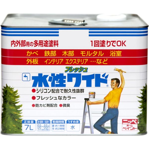 商品説明★ 屋内外部用の多用途塗料、シリコン配合で耐久性抜群。半つやタイプで仕上がりがきれい。・用途: 木部・鉄部・コンクリート・モルタル・サイディングなど。・うすめ方: 粘度が高く塗りにくい時は水で少し薄めてください。・塗り面積(1回塗り...
