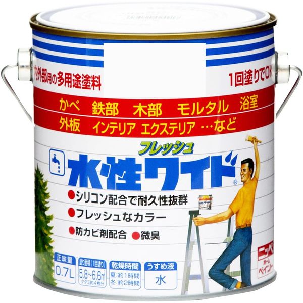 商品説明★ 屋内外部用の多用途塗料、シリコン配合で耐久性抜群。半つやタイプで仕上がりがきれい。・用途: 木部・鉄部・コンクリート・モルタル・サイディングなど。・うすめ方: 粘度が高く塗りにくい時は水で少し薄めてください。・塗り面積(1回塗り...