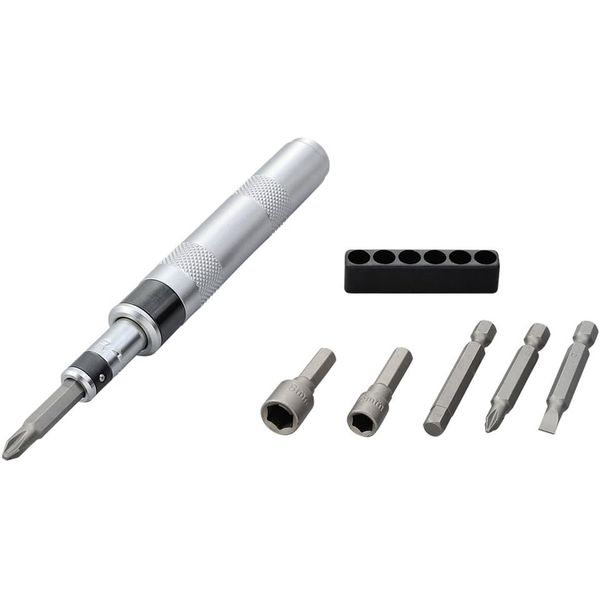 商品説明★ 用途固着したボルトを緩める際に使用。本体重量約230gの軽量モデル。[構成内容]・ドライバー、プラスビット:PH1/PH2、マイナスビット(5mm)、ヘックスビット(6mm)[仕様]・ドライバー本体全長140mm(グリップ長11...