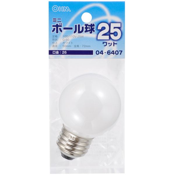 商品説明★ 屋内専用(屋外使用禁止)スペック* 定格: 100/110V-25W* 形状: G-50* 口金: E26* 仕上げ: ホワイト* 直径: 50mm 全高72mm