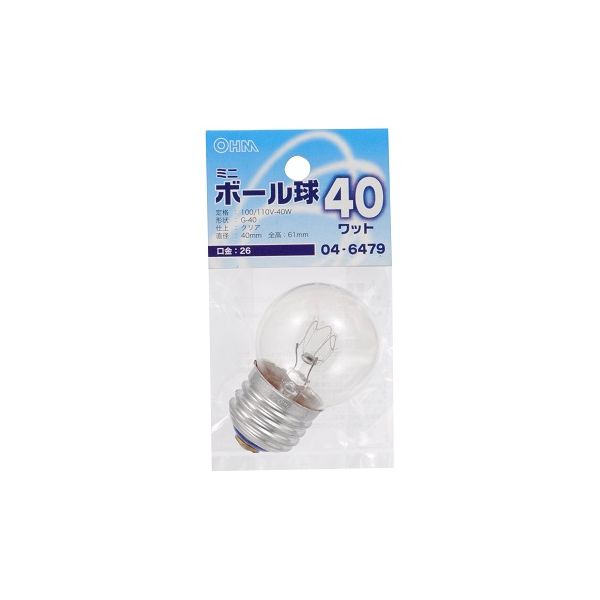 商品説明★ 屋内専用(屋外使用禁止)スペック* 定格: 100/110V-40W* 形状: G-40* 口金: E26* 仕上げ: クリア* 直径: 40mm 全高61mm