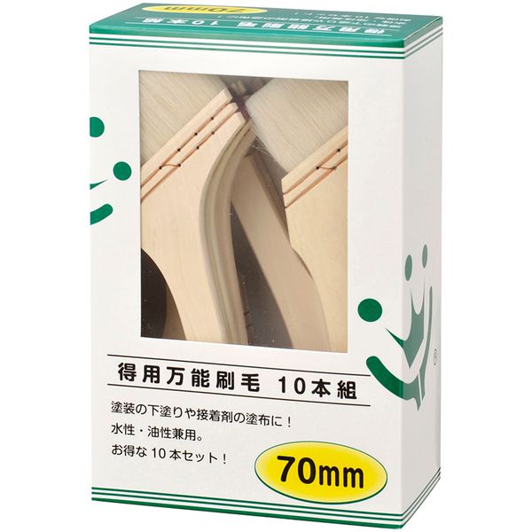 商品説明★ 10本入りなので、学校・会社等のイベントなどに最適です。・あらゆる塗装シーンでご使用可能です。・コストパフォーマンスに優れた多用途タイプの刷毛です。スペック* 毛材: 化繊、山羊毛* 柄: 木、スチール