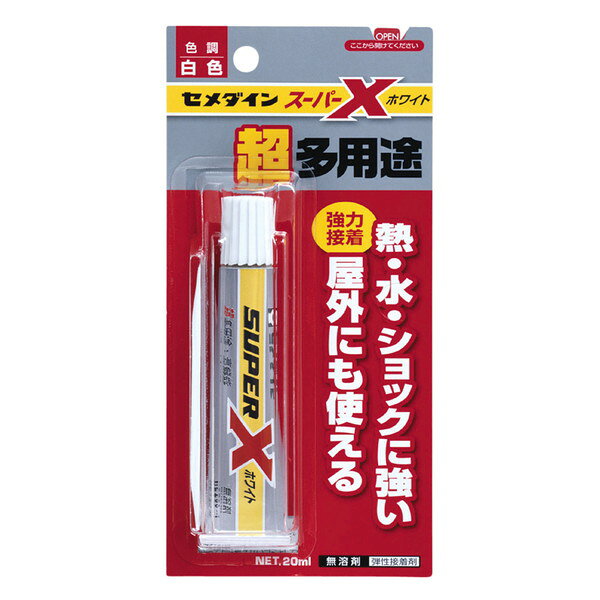 商品説明★ 屋外使用に耐える、抜群の耐久性。驚きの耐熱性(-40℃〜120℃)・耐水性・耐衝撃性。万能に限りなく近づいたスーパー×シリーズの標準タイプ。★ 仮止め不要の簡単接着で安心の完全無溶剤、100%固形分なので凹凸面への接着もOK。★...