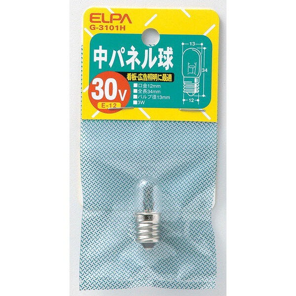 商品説明★ 看板用、広告関連ディスプレイなどに適した電球です。スペック* 定格…・電圧: 30V・消費電力: 3W・寿命: 約2000時間* 本体サイズ…・全長: 34mm・バルブ径: 13mm・口金: E12* 入数: 1個* 生産国: 中国
