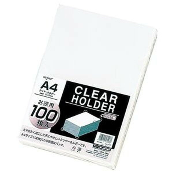 商品説明★ 使いやすさが人気のクリヤーホルダー四隅が丸くて手にも優しいカド丸仕様スペック* 外寸：縦310×横220mm* シート厚：0.18mm* 材質：再生PP* 入数：100枚* 本体色：乳白