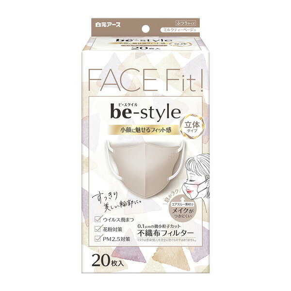 商品説明★ 小顔に魅せるフィット感の女性用立体マスク。スマートカットでアゴのラインをすっきり。メイクがつきにくいやさしい肌触り。0.1μmの微粒子99%カットフィルター採用。ミルクティーベージュ。大容量タイプ。[使用方法]・マスク1枚を取り...