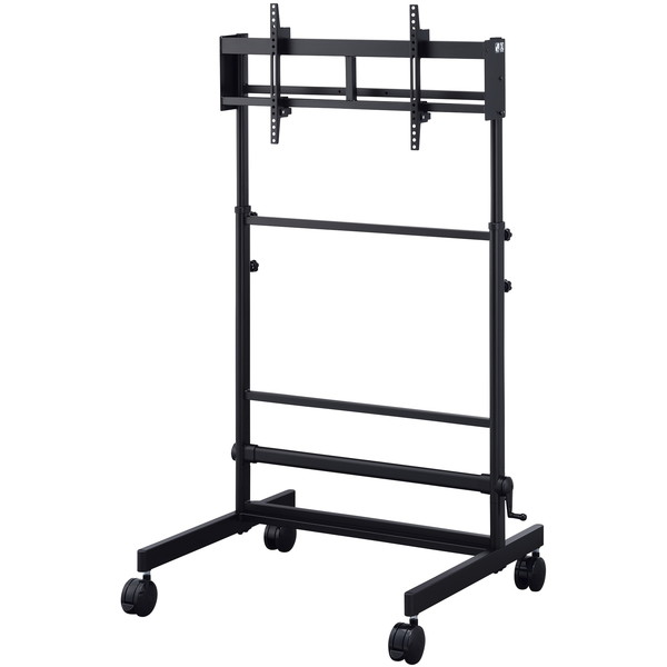 商品説明★ 昇降機能付昇降ハンドルでディスプレイを昇降可能。ハンドルは片手で楽に回せます。画面センター目安 1220〜1570mm任意調節可能です。★ 大型キャスター直径100mm/ウレタン巻き双輪2個ストッパー付★ ディスプレイ角度調節前...