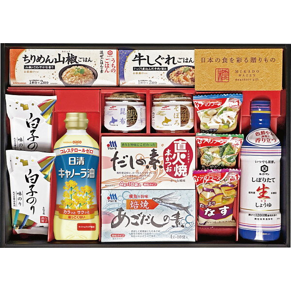 商品説明★ ごはんのお供やおかずとして大活躍の人気アイテムを揃えたもらって嬉しいセットです。スペック* 商品内容:キッコーマンしぼりたて生しょうゆ450ml、キッコーマン混ぜごはんの素牛しぐれ(37g×2)、キッコーマン混ぜごはんの素ちりめ...