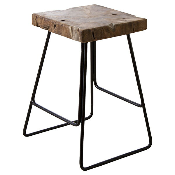 商品説明★ 黒いフレームにデザイン性を持たせ、味わい深いチークの無垢材と組み合わせたスツール&サイドテーブル。チーク材そのものの形や質感を最大限に活かし、ひとつとして同じものがない特別感が魅力です。スペック* 商品サイズ：W35×D33×H...