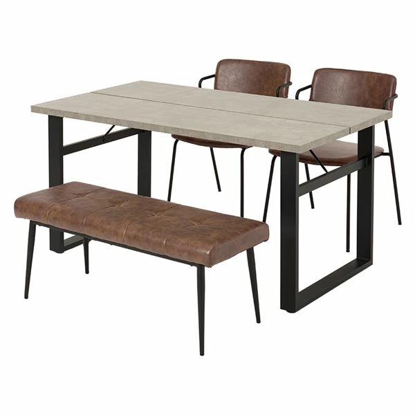 商品説明★ コンクリート調のテーブルに細身なシルエットで特徴的なZ型のフレームを使用したチェアを合わせたダイニングセット。★ 張地はヴィンテージ感のあるエイジング加工をした色合いです。スペック* サイズ…・テーブル:(約)幅138×奥行80...