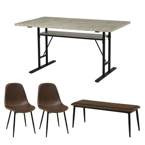 商品説明★ スタイリッシュなデザインのT字脚ダイニングテーブルとヴィンテージ風チェア・ベンチの4点セット。スペック* サイズ…・テーブル:(約)幅138×奥行80×高さ70cm・チェアー:(約)幅48×奥行56×高さ84.5×座面高43cm...