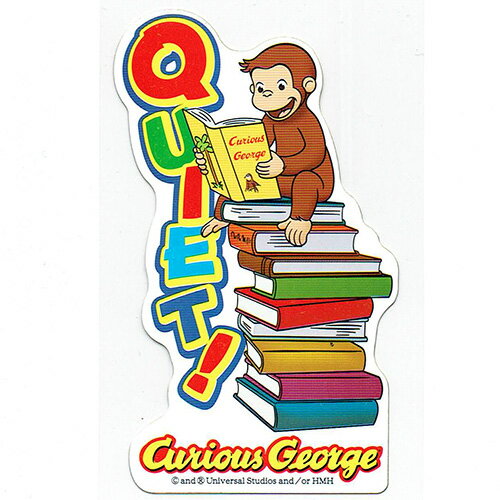 ジョージのステッカーシールです。 英語で子供たちへの注意や習慣づけを促すセリフ入り☆ お部屋に貼ったり持ち物に貼ったり使い方は色々。 英語を身近に感じられる知育シールです。 サイズ 約タテ10×ヨコ5.5cm。
