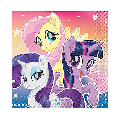 マイリトルポニーのペーパーナプキンです。 サイズはSサイズになります。 一枚お皿にを敷くだけで、一気にパーティー感が増します♪ お誕生日会やクリスマスなどにおすすめです。 ■パッケージサイズ：約タテ12.5×ヨコ12.5cm ■広げたサイズ...