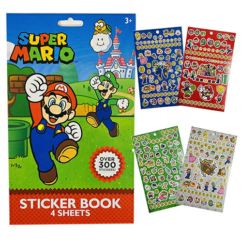 スーパーマリオのステッカーブックです。 かわいいシールが盛りだくさん♪ アメリカからの輸入品で、カラフルでとってもかわいい！ ヨッシーや、キノピオなど人気キャラクターやスター、コインまで勢ぞろい。 手帳に貼ったり、ノートをデコレーションした...