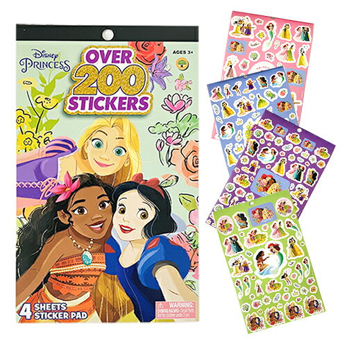 ディズニープリンセスのシールです。 異なる絵柄の4シート。 たくさん入っているのでお友だちとシェアしたり、ごほうびシールなどにもおすすめです♪ ■パッケージサイズ：約H24×W14.7cm ■シート枚数：4枚入り ■対象年齢：3才〜 ※海外...