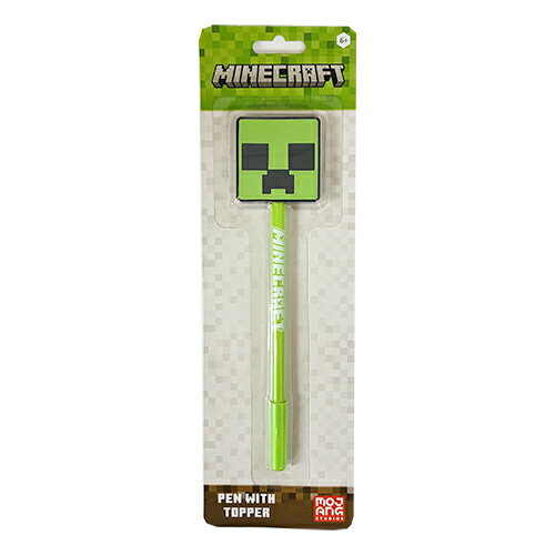 マインクラフトのトッパーペンです。 クリーパーフェイスのラバートッパーがついたかわいいボールペンです。 アメリカからの輸入品です。 ■パッケージサイズ：約H274×W85mm ■本体長さ：約190mm ■インク色：ブルー ※インクの取り換え...