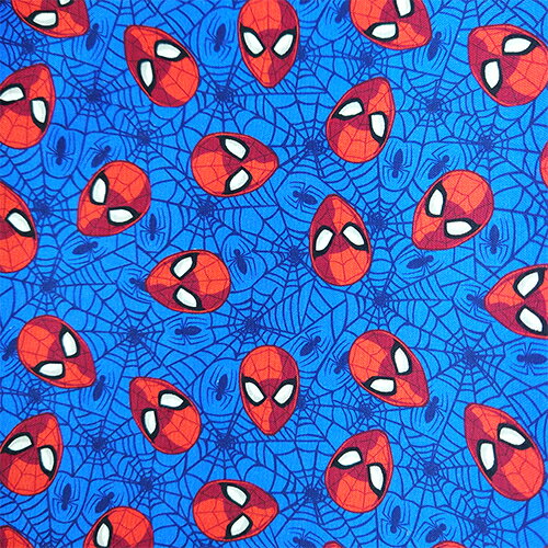 スパイダーマンのコットン生地です。 スパイダーマンの顔がポップにデザインされていて、 お子様のアイテム作りにぴったり。 入園入学グッズの巾着やお弁当袋などにおすすめ。 アメリカからの輸入生地です。 ●生地幅-約109cm ( 43in ) ...