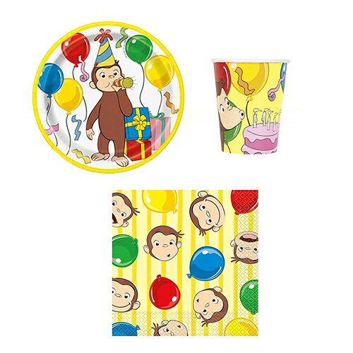 おさるのジョージ パーティーグッズ セットです。 テーブルウエアゲスト8人分。 パーティーを華やかにできます。 アメリカから輸入のパーティーサプライです。 セット内容 ●ペーパープレート ( S ) 8枚 ×1 サイズ：直径約17.1cm ...
