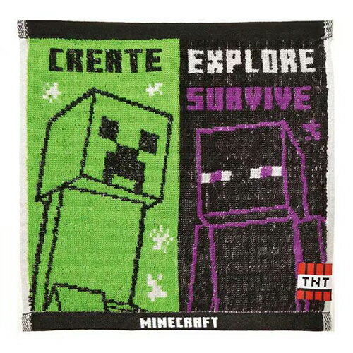 マインクラフトのハンドタオルです。 ふんわりソフトな肌触りのジャガード織りタオル。 刺繍のデザインネームもかっこいいです。 薄手で使い勝手が良さそうです。 ■サイズ：約H250×W250mm ■素材：綿 ☆＞＞その他 マイクラ グッズ は ...