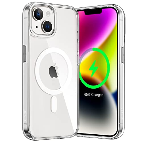 [互換性] iPhone 14 Plus 6.7インチ用に特別に設計されています。38個のマグネットを内蔵し、すべてのMagSafeアクセサリーに対応できるクリアケースです[強力な磁気吸着] 完璧に整列したマグネットにより、ワイヤレス充電が...