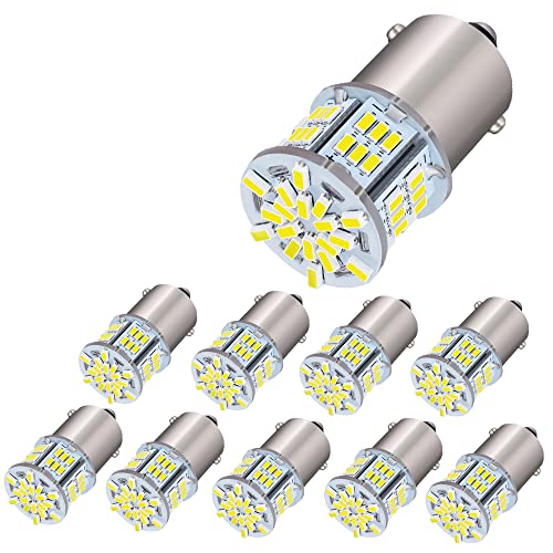 【S25シングル LED ホワイト 10個】高発光効率の3014LED素子54個搭載、360°全方位照射でき、DC 12-24V車用バルブ10個セット。【超高輝度＆省エネルギー】1000LMの明るさ、超高輝度な6000Kホワイト光、5Wの消...
