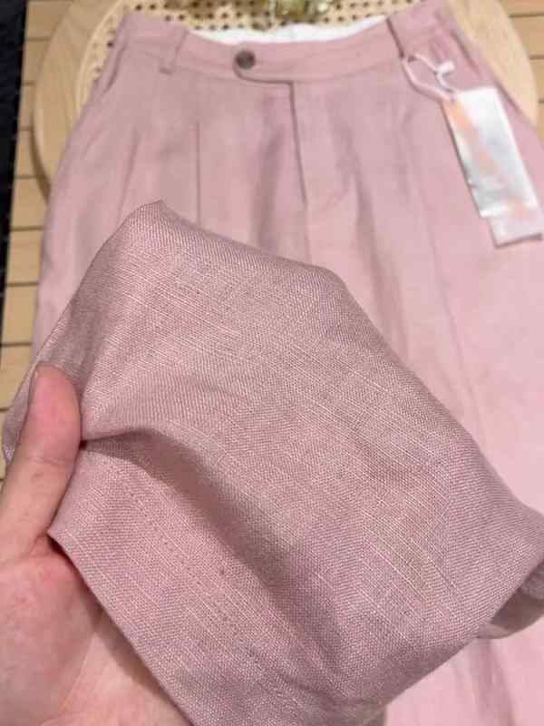 ・カテゴリ: カジュアルパンツ・スタイル: 通勤、フェミニン・主な素材: ラミー（苧麻）・デザイン: ワイドパンツ・パンツ丈: ロングパンツ・ウエスト: ハイウエスト・厚さ: 中等・カラー展開: ピンク・サイズ展開: S、M、L、XL・伸縮...