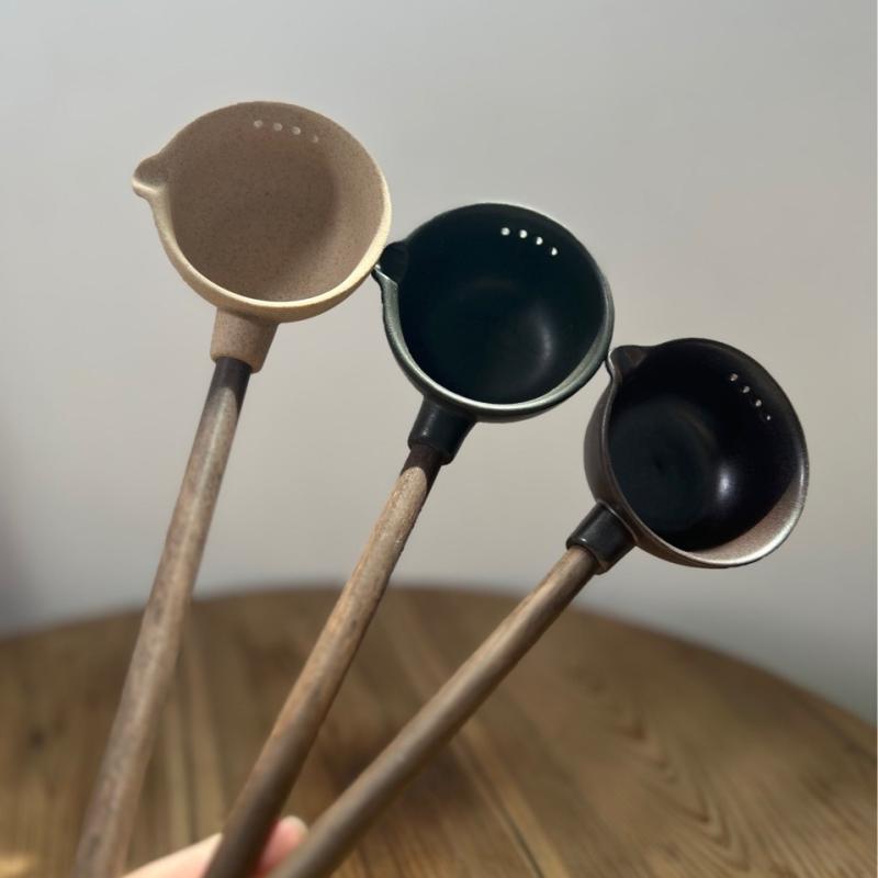 ・カテゴリ: 茶匙・素材: 陶器・スタイル: 新中式・カラー展開: ブラウン、麦飯石、ブラック