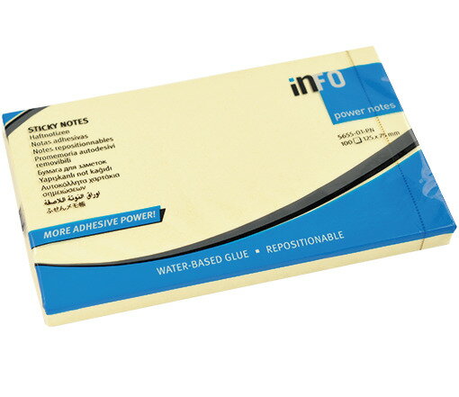 商品情報サイズ125x75mmシート数：100枚カラーパステルイエロー材質紙パッケージ：PP袋info notes　ドイツのふせん　強粘着　【インフォノーツ　ブルーラベル　(125x75mm)】　大きい　ノンホルム　プリントインフォームジャ...