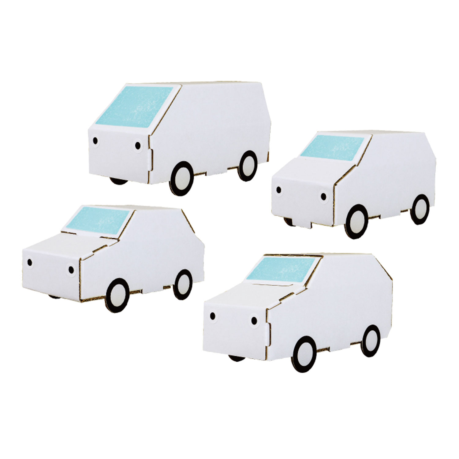 法人のまとめ買い注文歓迎！ 在庫数やお届け時期など、ご不明な点がございましたらお気軽にお問い合わせ下さい！雑貨|おもちゃ・ホビー||車|工作|セダン|SUV|ワゴン|軽自動車|商品番号：THM-6915 【クラフトグッズ特集】4台のくるまが...