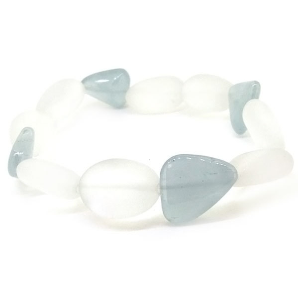 フロストクォーツ アクアマリン 天然石 ブレスレット パワーストーン 数珠ブレス 3月 誕生石 レディース メンズ ギフト ラッピング 誕生日 プレゼント 涼しげなデザインブレスレット サイズ：内周約16.5cm使用石：フロストクォーツ（水...