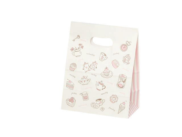 丸い手穴付きの手提げ袋。取手裏面にはフィルム貼り補強加工。お菓子や雑貨などのテイクアウトにピッタリです。サイズ：180×105×225mm材質：晒クラフト 80g商品コード00568639メーカー名パックタケヤマサイズ180×105×225...