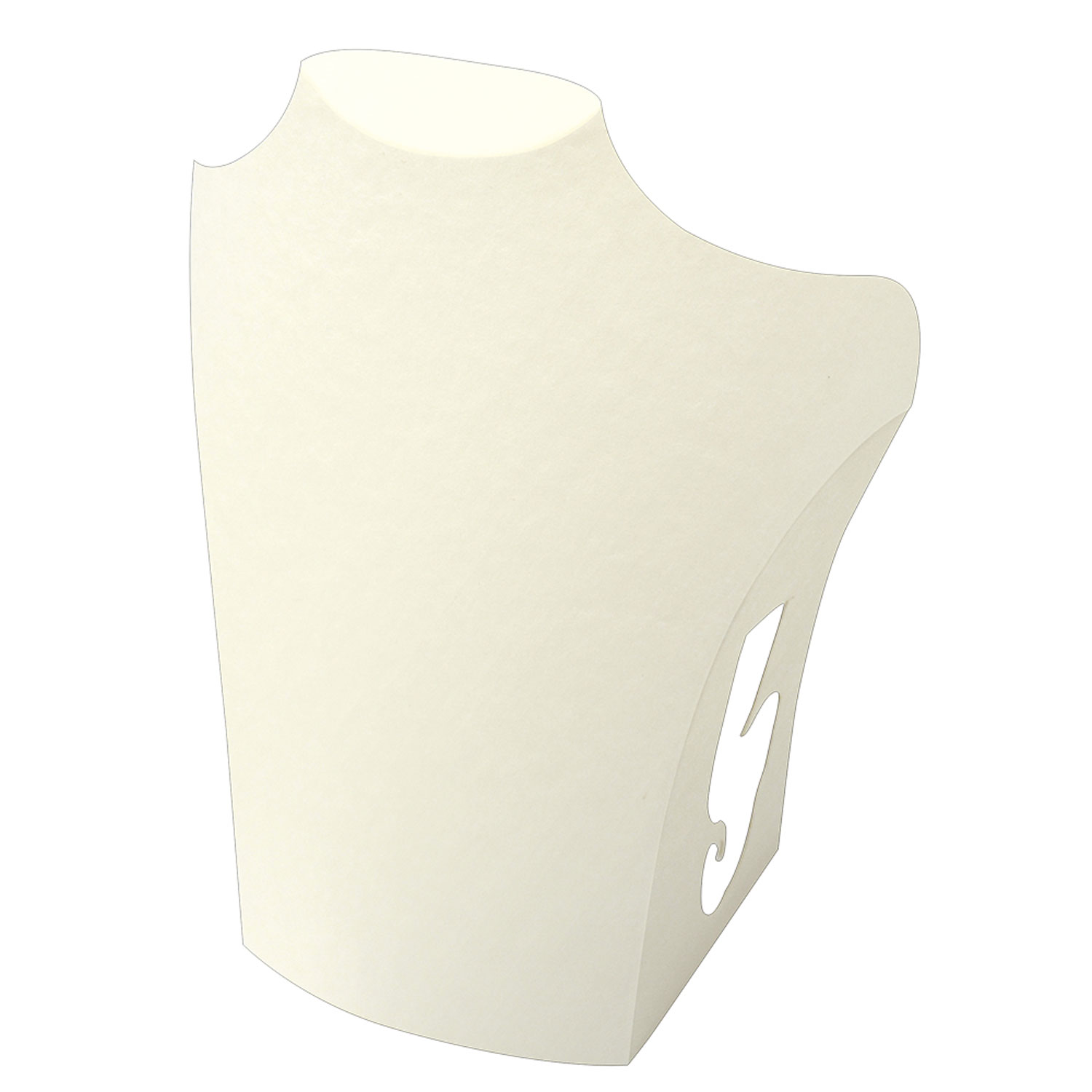 デコルテがイメージしやすい！立体感のある美しい紙製トルソー。ネックレスが綺麗に展示できる紙製什器です。紙とは思えない立体感と質感！まるで首からネックレスをかけているような美しいフォルム。質感の良い紙を使用しているので、見栄えも良くアクセサリ...